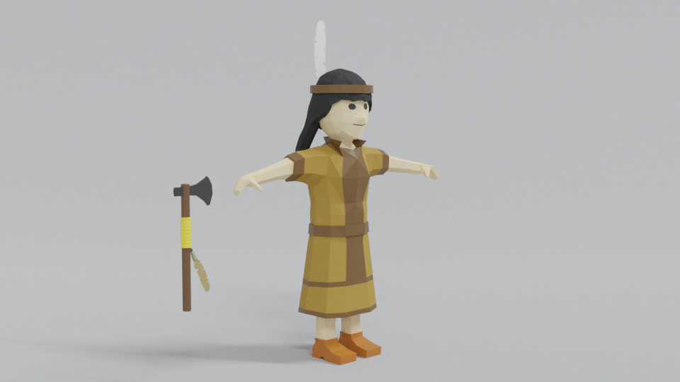 ArtStation - Low Poly Cartoon Native Indian Woman | Game Assets