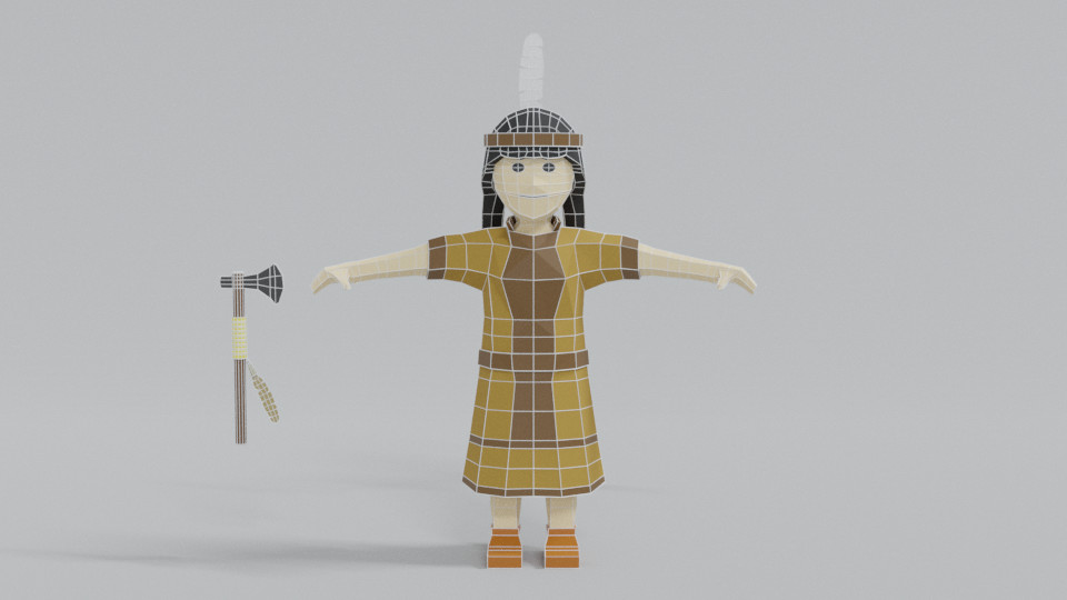 ArtStation - Low Poly Cartoon Native Indian Woman | Game Assets