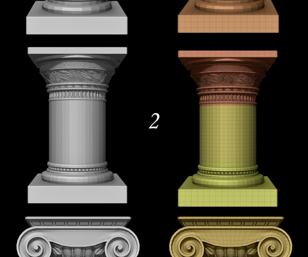 ArtStation - 3 Greek Column Types Brush | Brushes