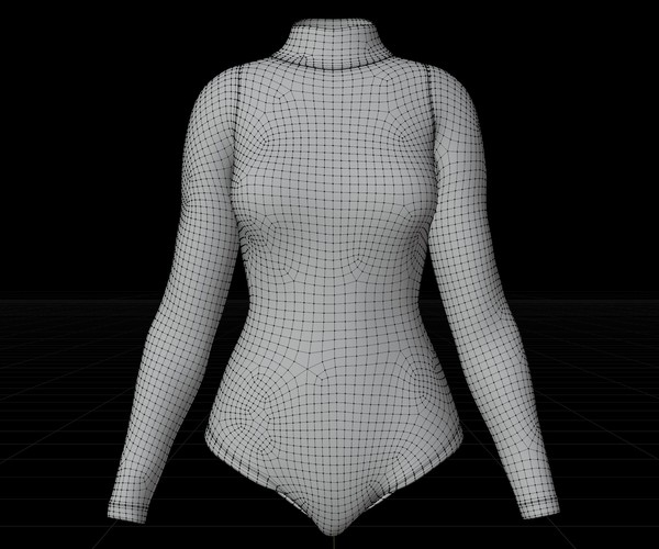 ArtStation - 3D turtleneck bodysuit - grey and black swimsuit | Resources