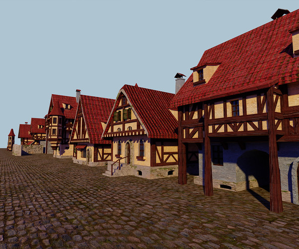 ArtStation - Environment Illustration with 3d - Fantasy Town | Tutorials