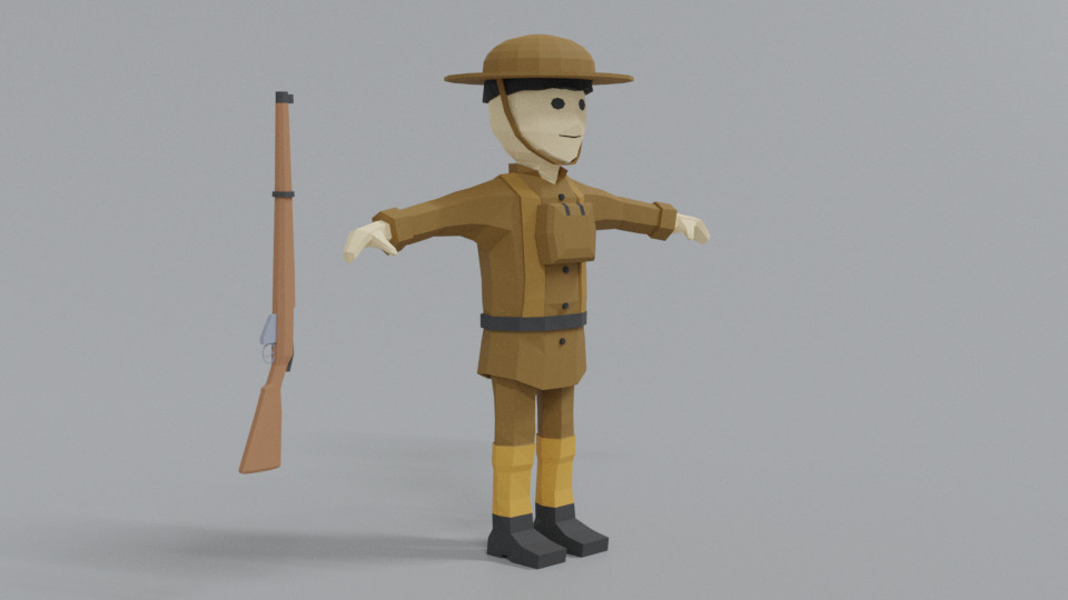 ArtStation - Low Poly Cartoon WWI British Soldier | Game Assets