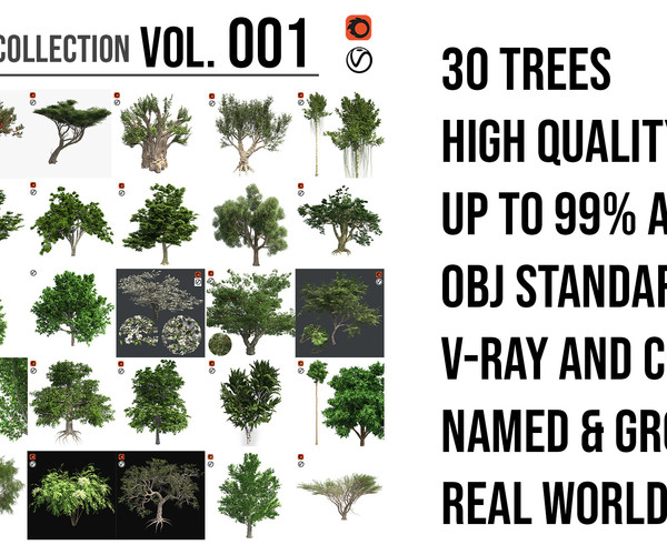 ArtStation - Tree Collection Vol 001 (30 Trees) | Resources