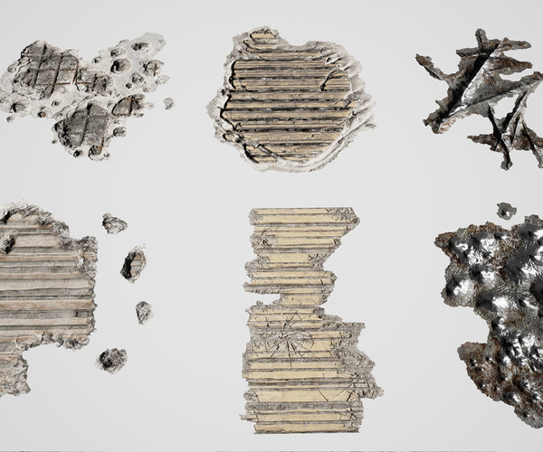 ArtStation - 150 Bullet Hole Wall Damage Decals (UE4 Marketplace Link ...