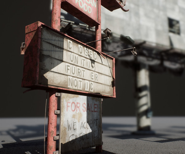 ArtStation - Post Apocalyptic Signs Props COMBO PACK (UE4) | Game Assets