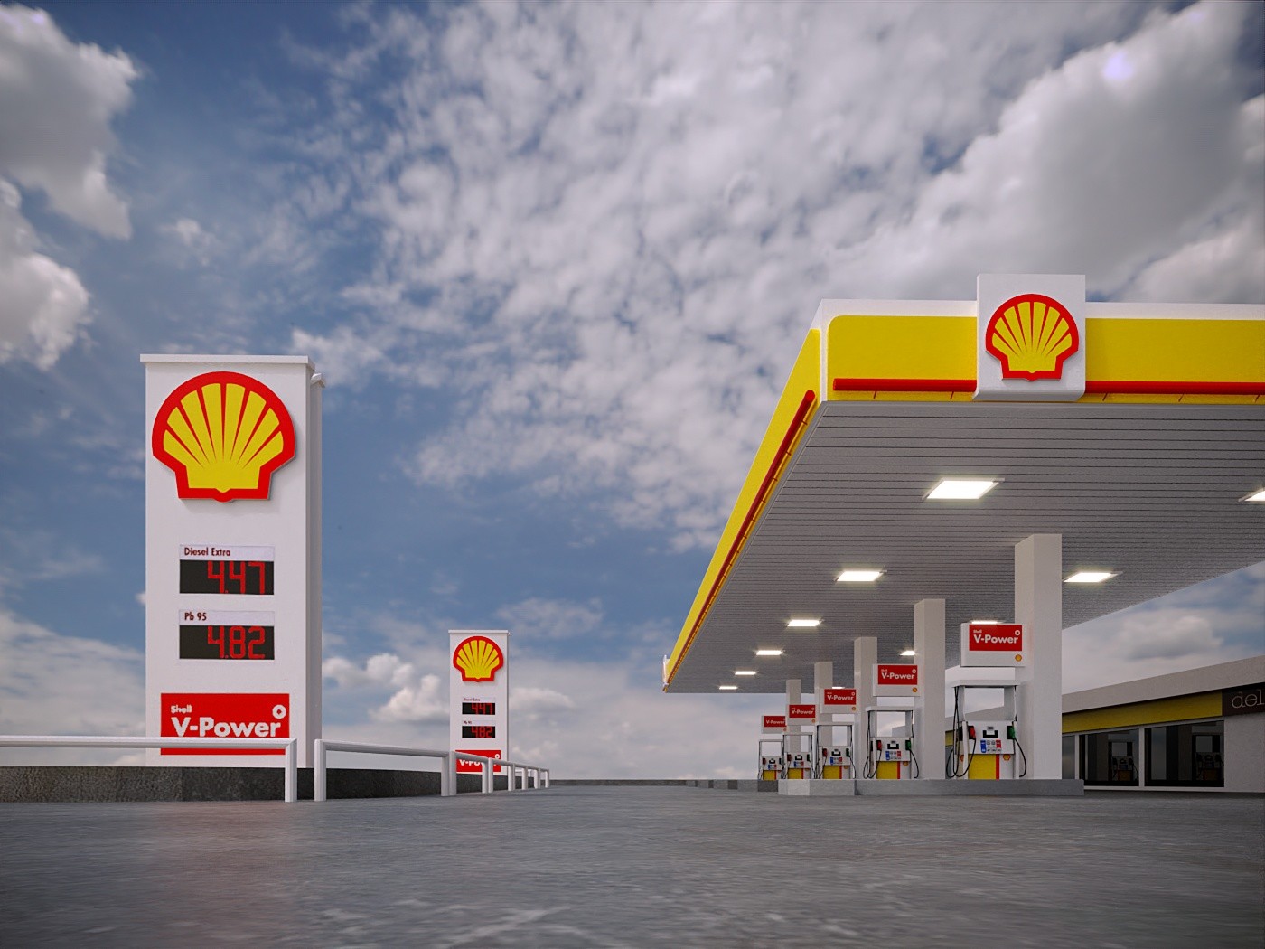 ArtStation - Gas Station Shell - PBR Low-poly | Game Assets
