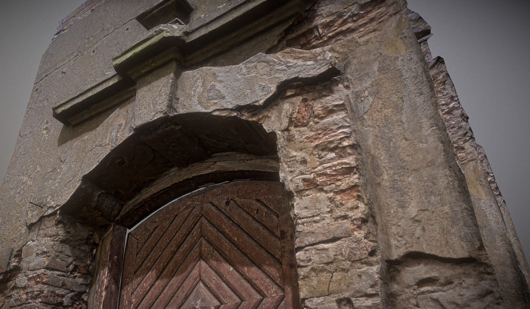 ArtStation - Old broken gate - door with relief decoration Low-poly ...