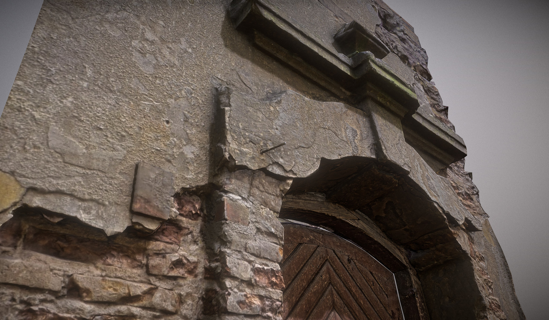 ArtStation - Old broken gate - door with relief decoration Low-poly ...