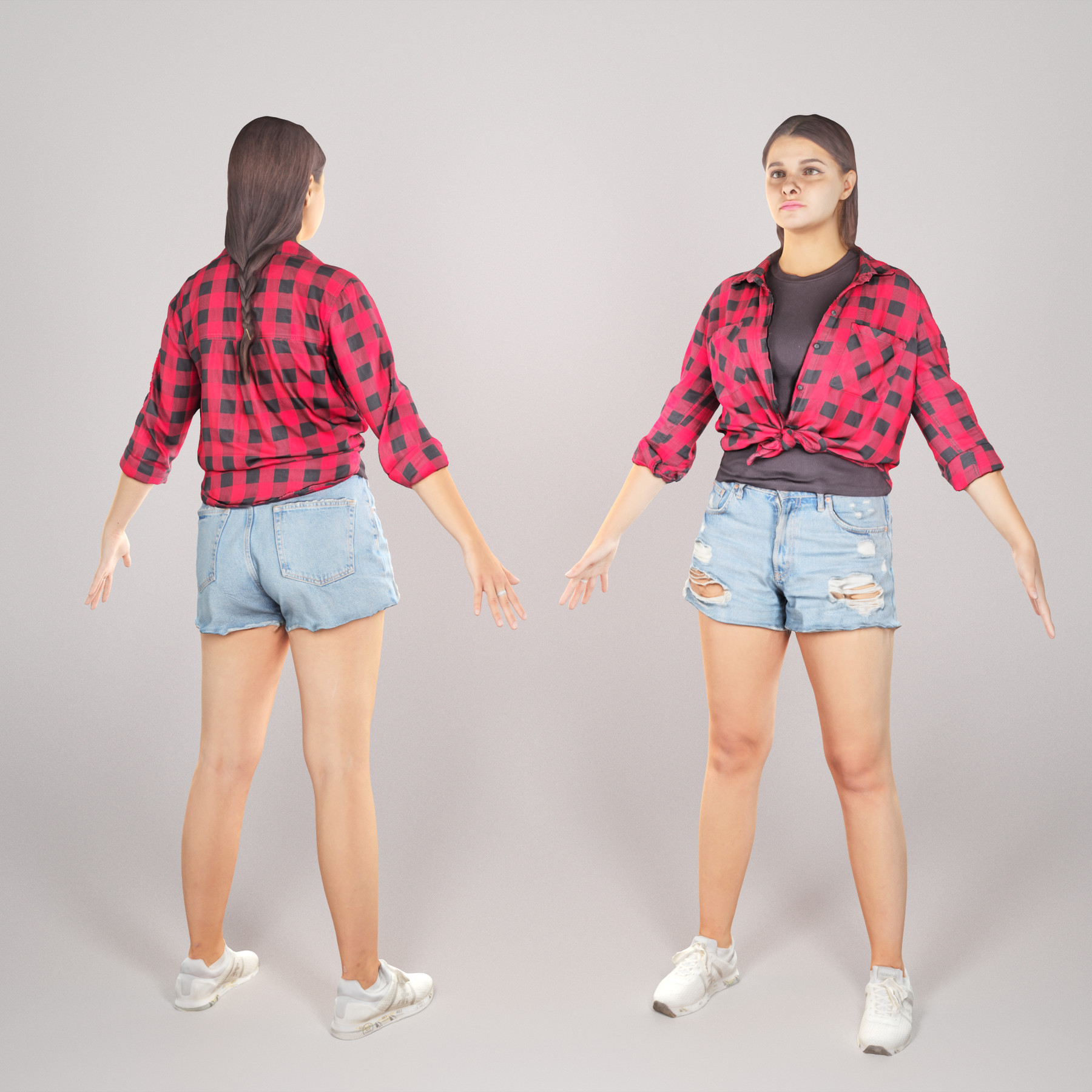 ArtStation - Stylish woman in a plaid shirt ready for animation 188 ...