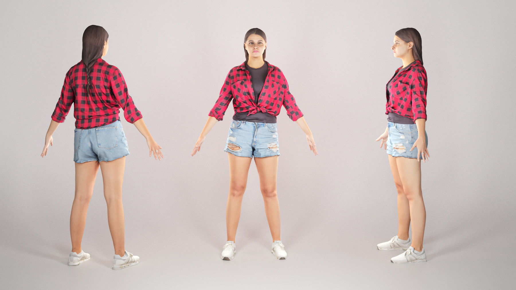 ArtStation - Stylish woman in a plaid shirt ready for animation 188 ...