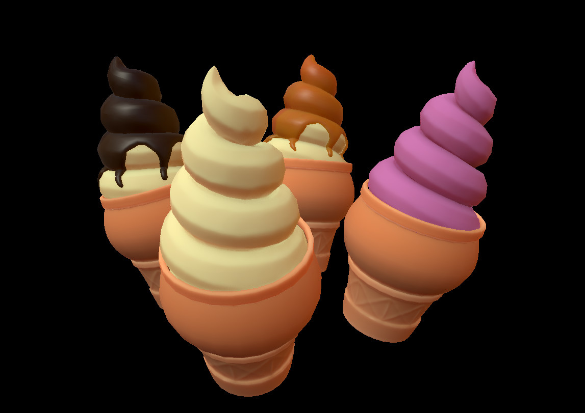 ArtStation - Stylized Ice cream cones, Multiple flavors. | Game Assets
