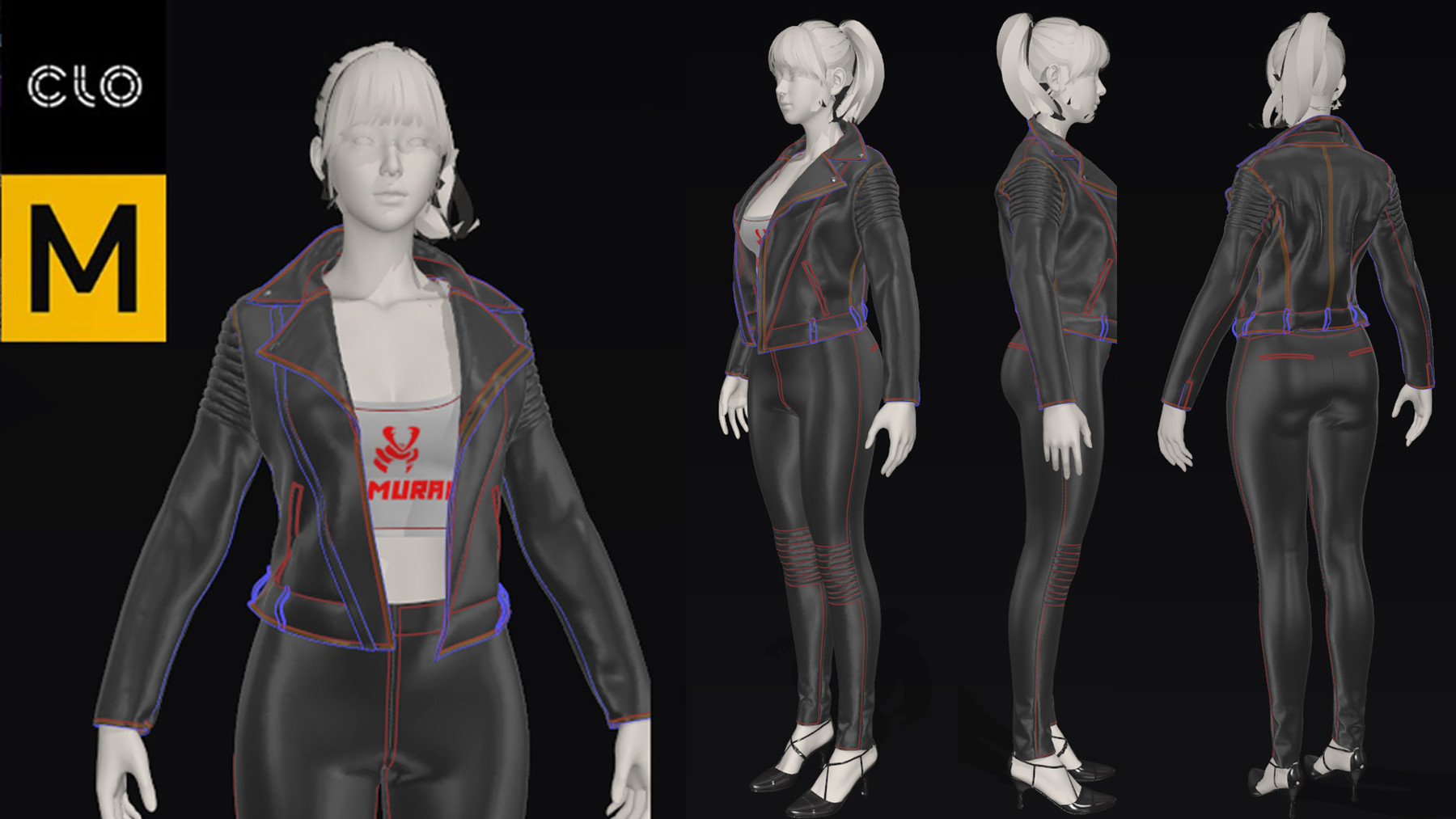 ArtStation - Women Black Leather Jacket Outfit marvelous desinger ...