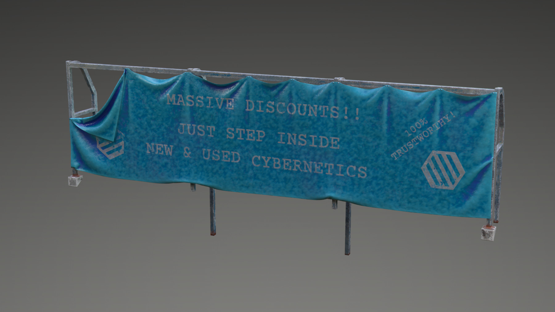 ArtStation - Cyberpunk style sign - vinyl banner on frame | Game Assets