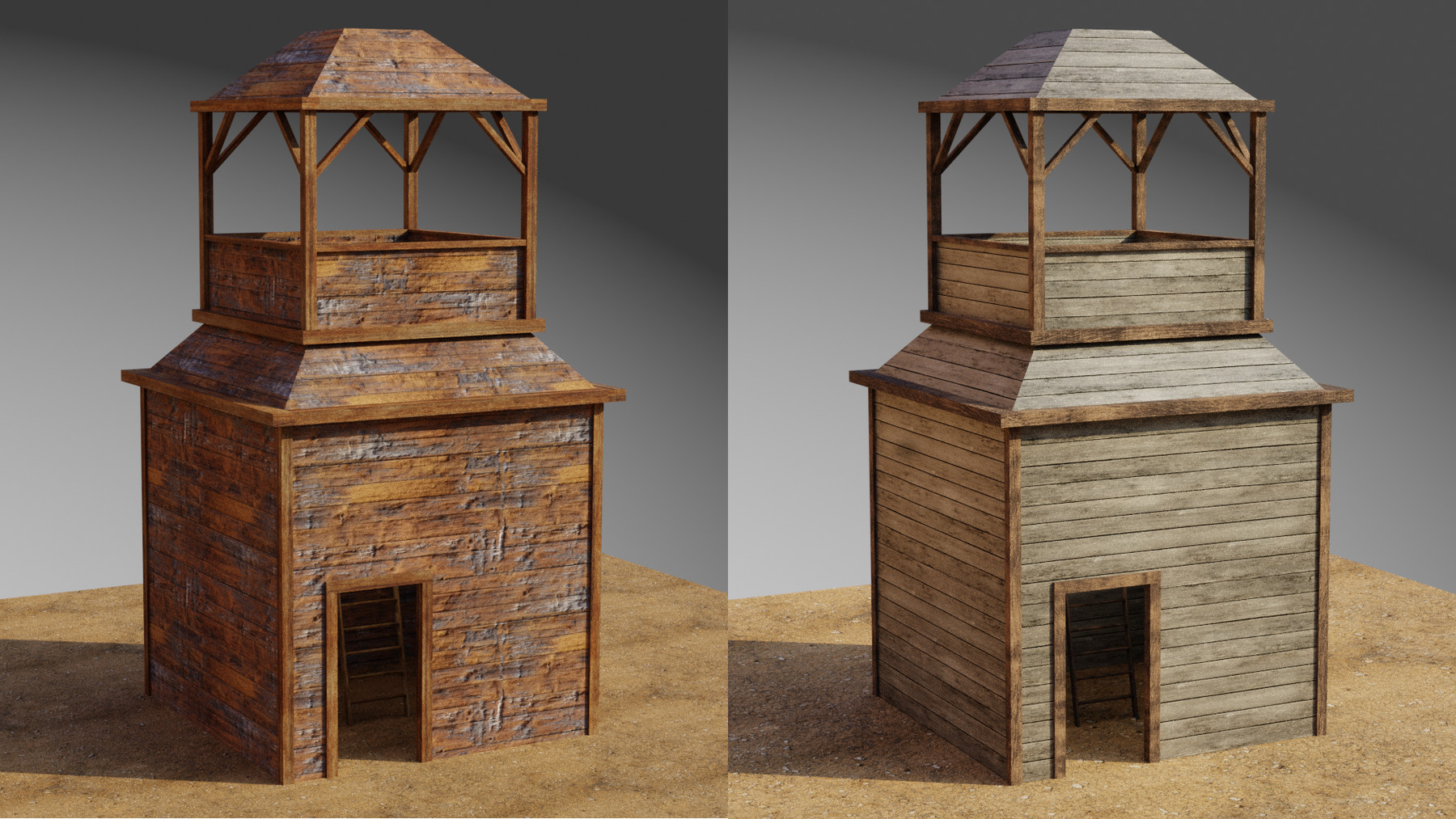ArtStation - Wooden Military watch tower Low-poly 3D model | Game Assets