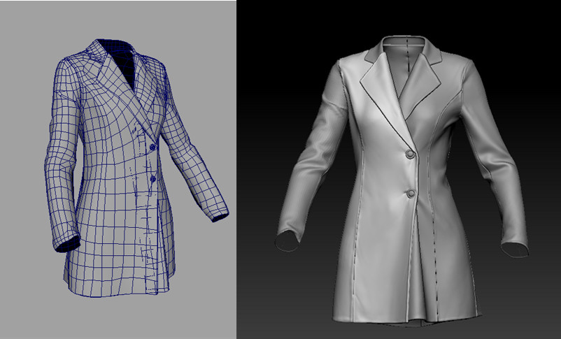 ArtStation - Female Coat cloth for Game, animation with low poly | Game ...