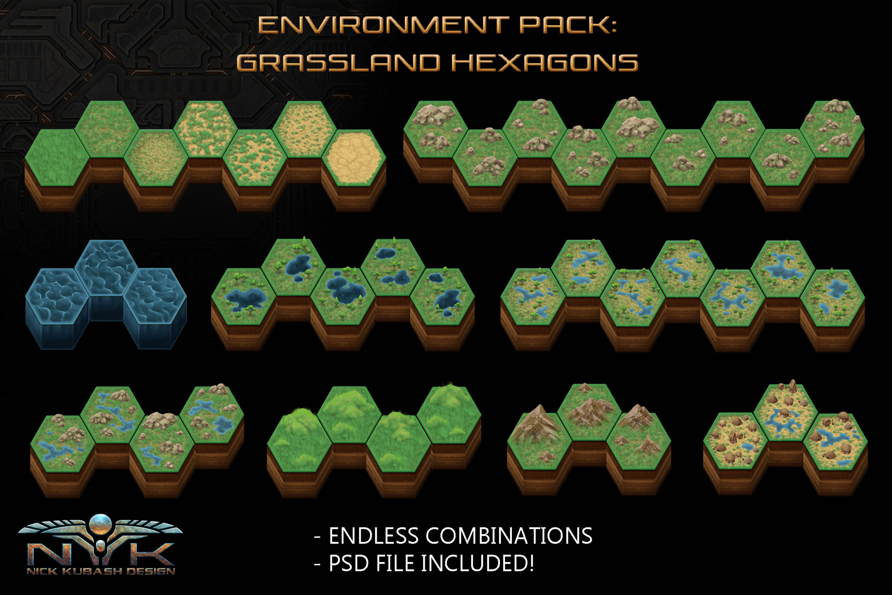 ArtStation - Environment Pack: Grassland Hexagons | Game Assets