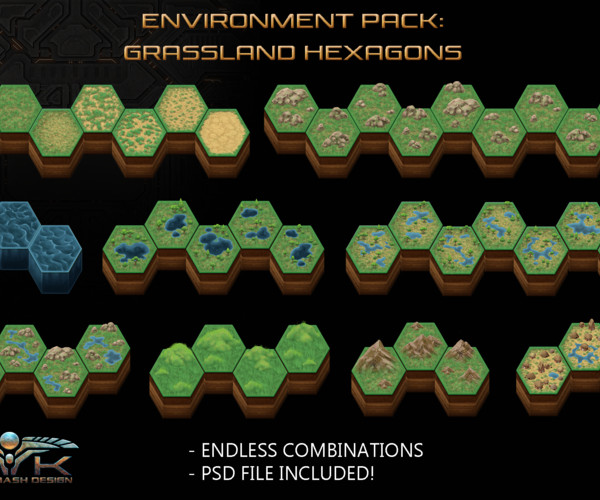 ArtStation - Environment Pack: Grassland Hexagons | Game Assets