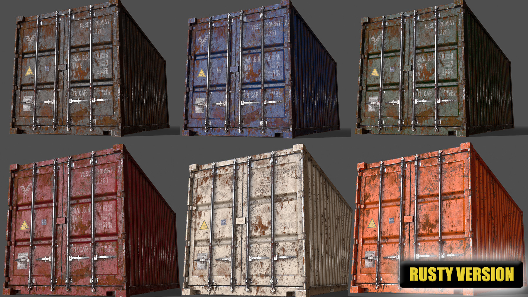 ArtStation - PBR 20 ft Shipping Cargo Container - Multi color Pack ...