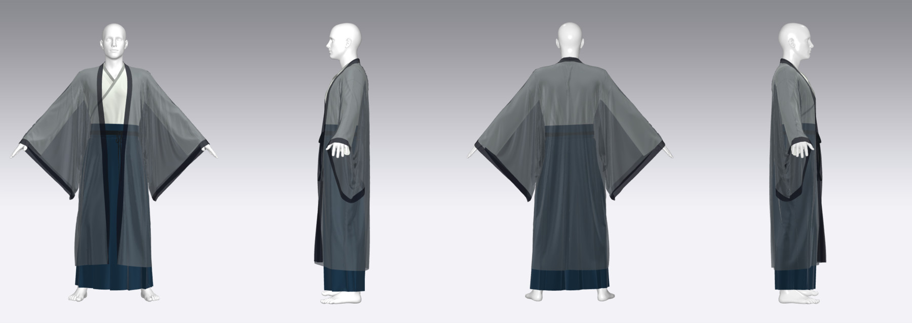ArtStation - Men's Blue Hanfu_2 version | Game Assets