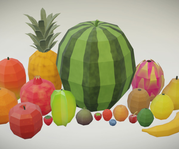 ArtStation - 20 Fruits - Low Poly, Flat Shaded | Resources