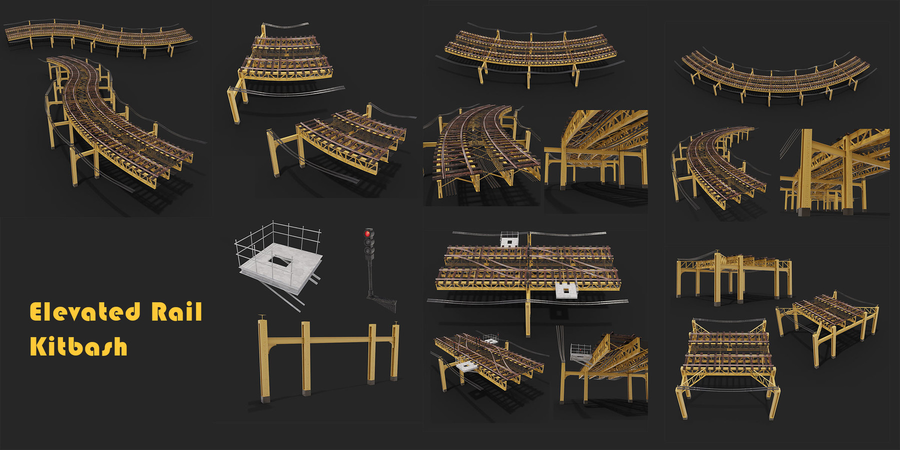 ArtStation - Kitbash Elevated Railroad Train Track Metro 3d Model ...