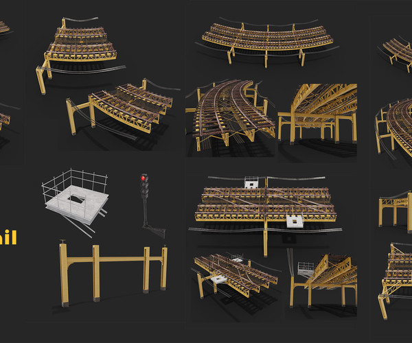 ArtStation - Kitbash Elevated Railroad Train Track Metro 3d Model ...