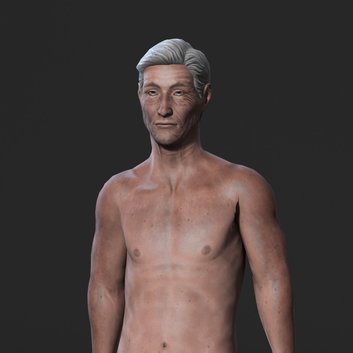 Igor Ko Animated Naked Old Man Rigged 3d Game Character Low Poly