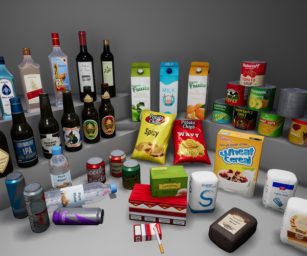 ArtStation - [UE4/UE5] Supermarket Product - Food and Drinks | Game Assets