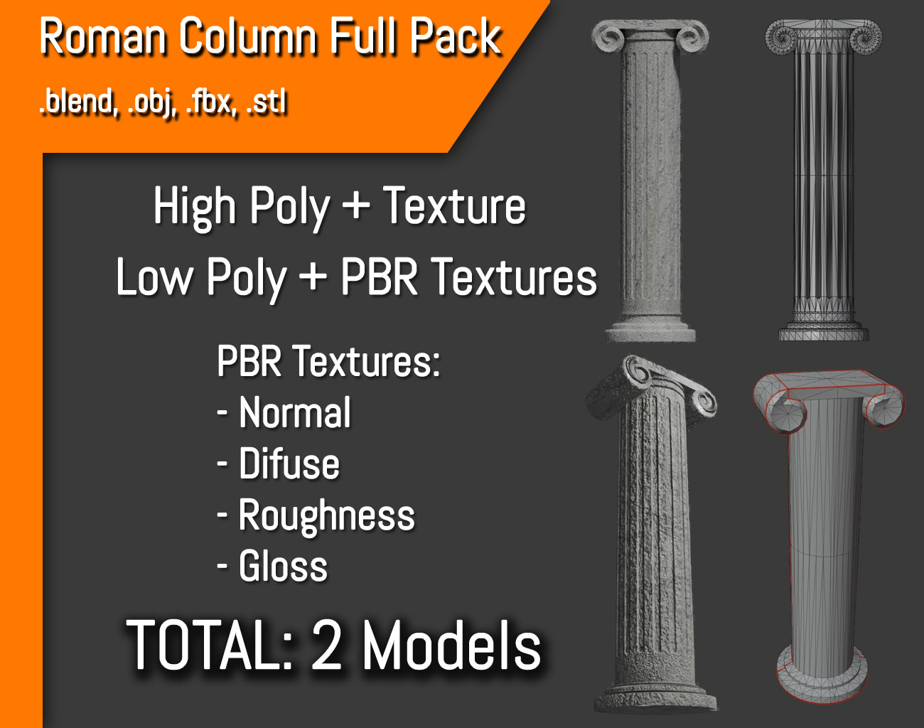 ArtStation - Roman Column Full Pack - Coluna Romana 3D Model Collection ...