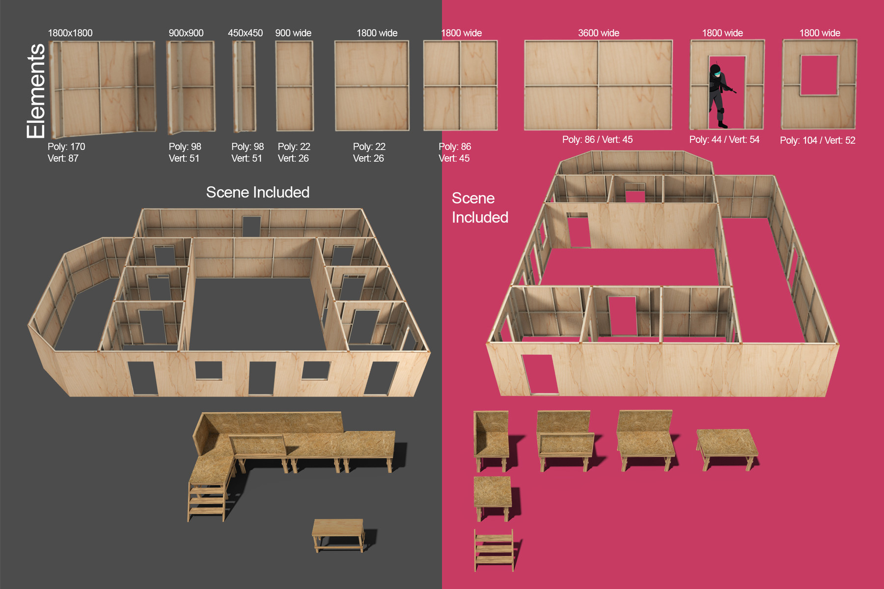 ArtStation - Partition wall element kit for construction site 3d models ...