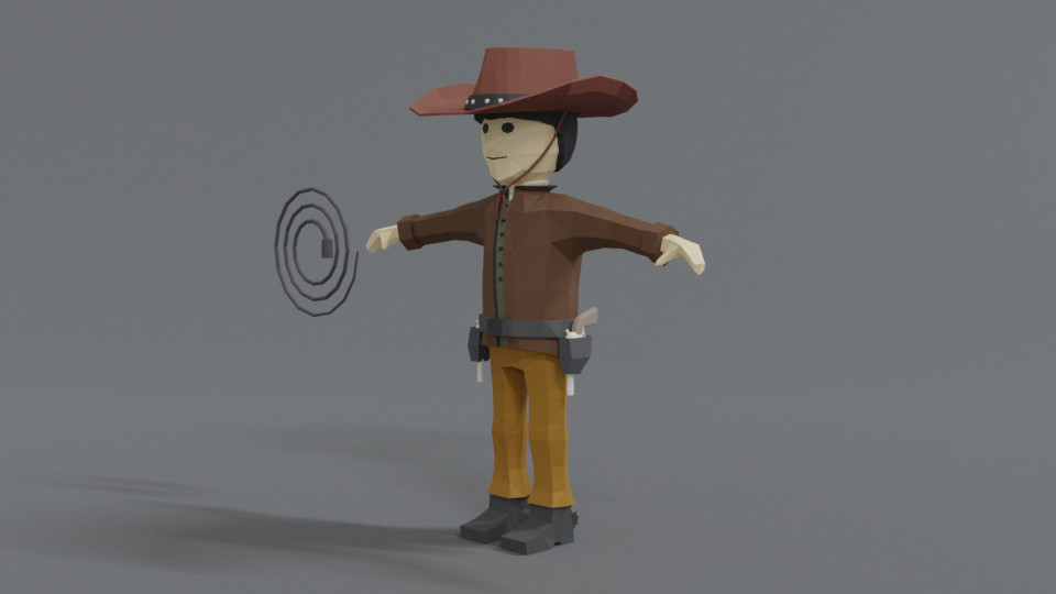ArtStation - Low Poly Cartoon Cowboy | Game Assets