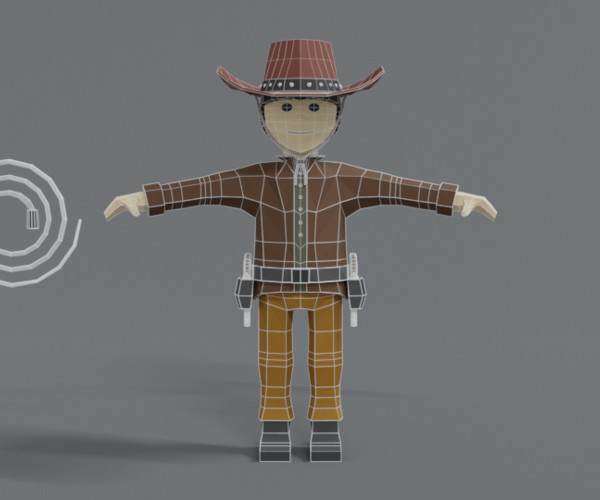 ArtStation - Low Poly Cartoon Cowboy | Game Assets