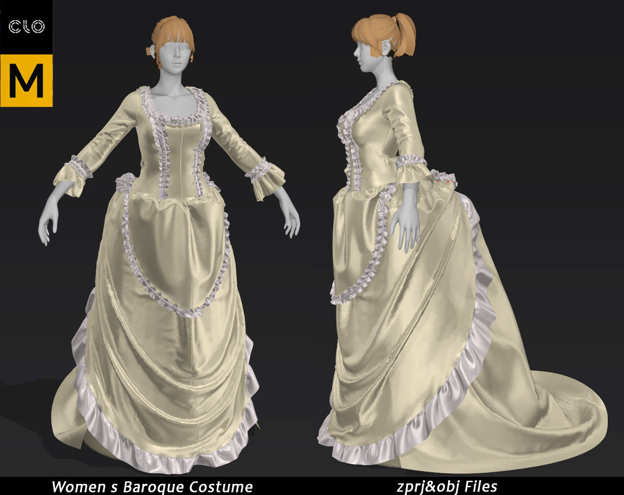 ArtStation - Women's Baroque Costume Barrueco Costume ancient costume ...