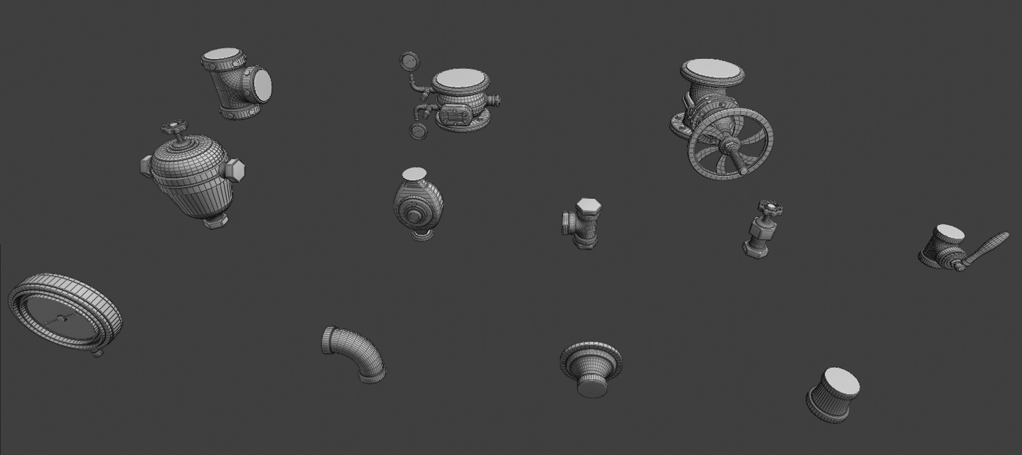 ArtStation - Steampunk Pipes 3D Kit (fbx - obj - blend) | Game Assets