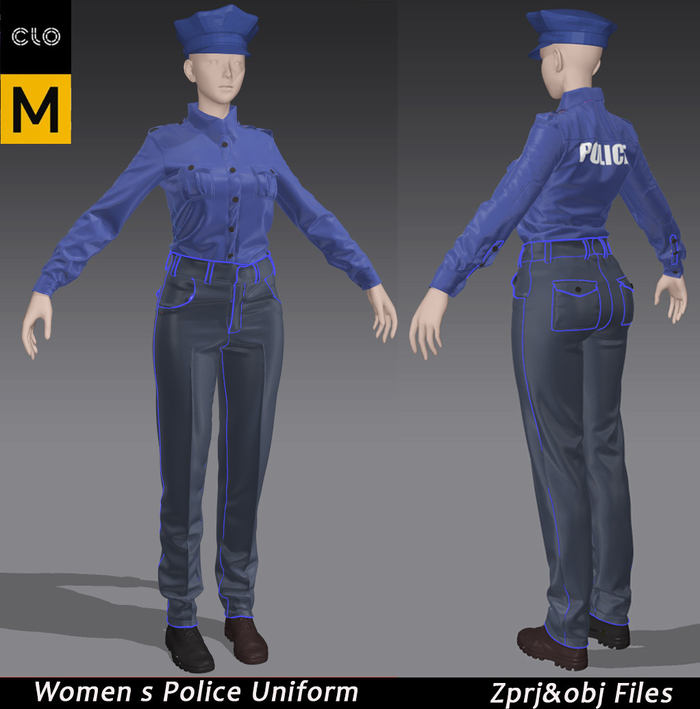ArtStation - women s police uniform TEBAO-BAF security uniform safty ...