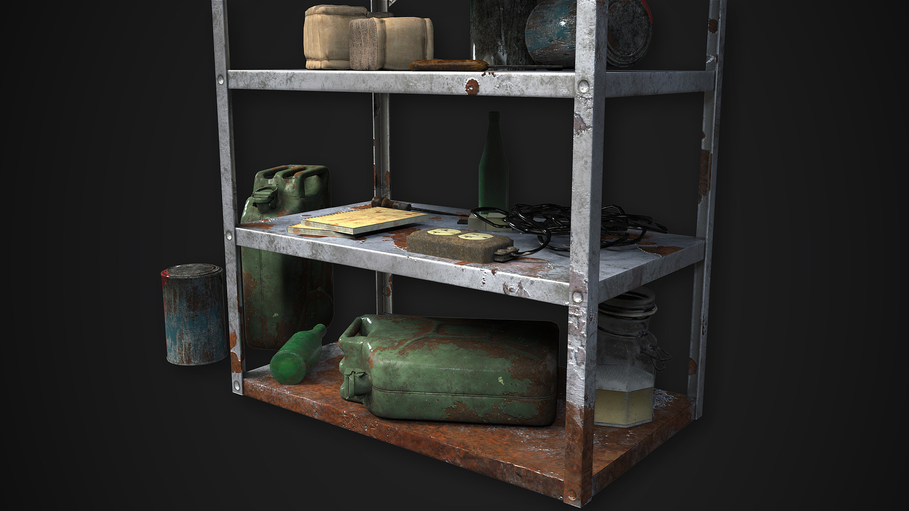 ArtStation - Metal Shelf Collection with garbage - Modular Game ready ...