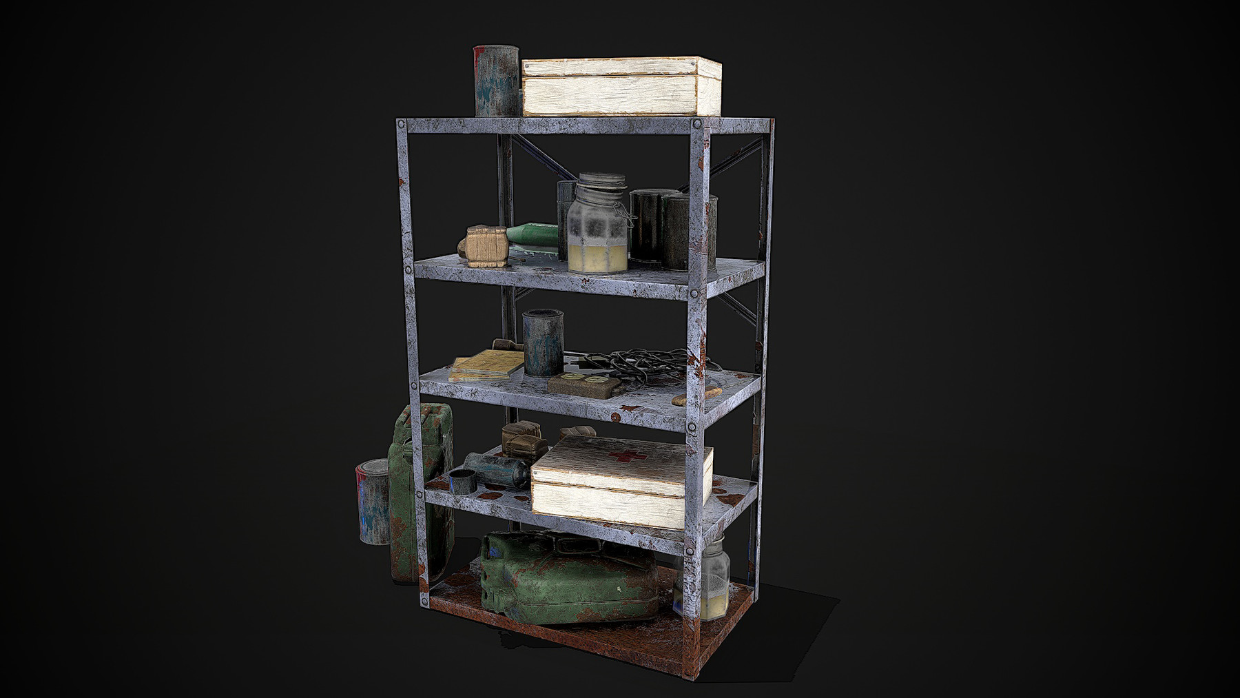 ArtStation - Metal Shelf Collection with garbage - Modular Game ready ...