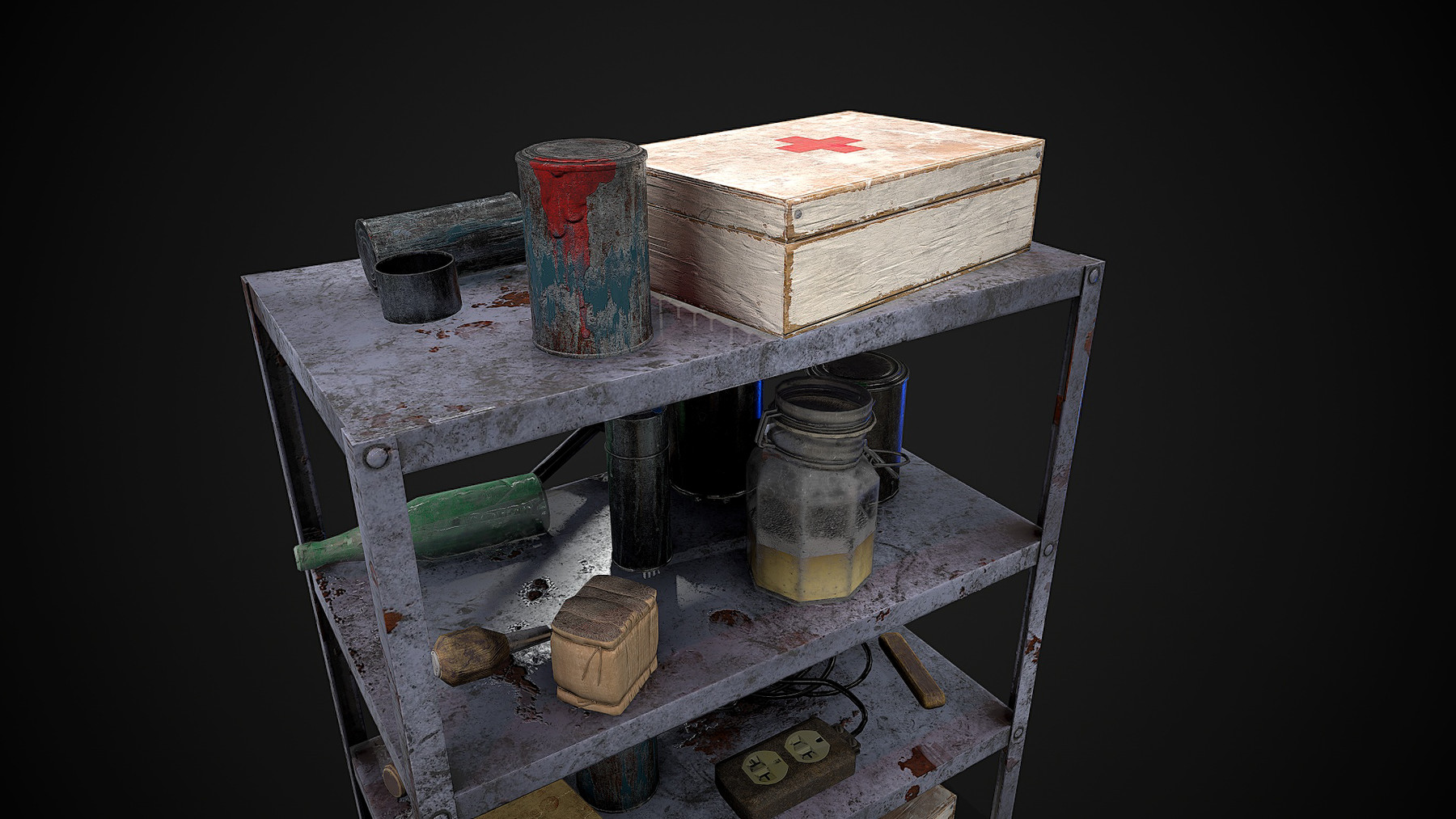ArtStation - Metal Shelf Collection with garbage - Modular Game ready ...