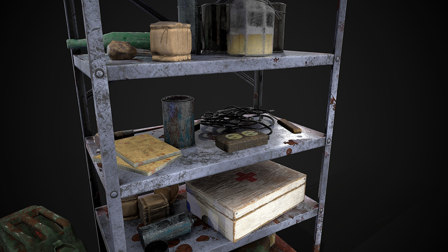 ArtStation - Metal Shelf Collection with garbage - Modular Game ready ...