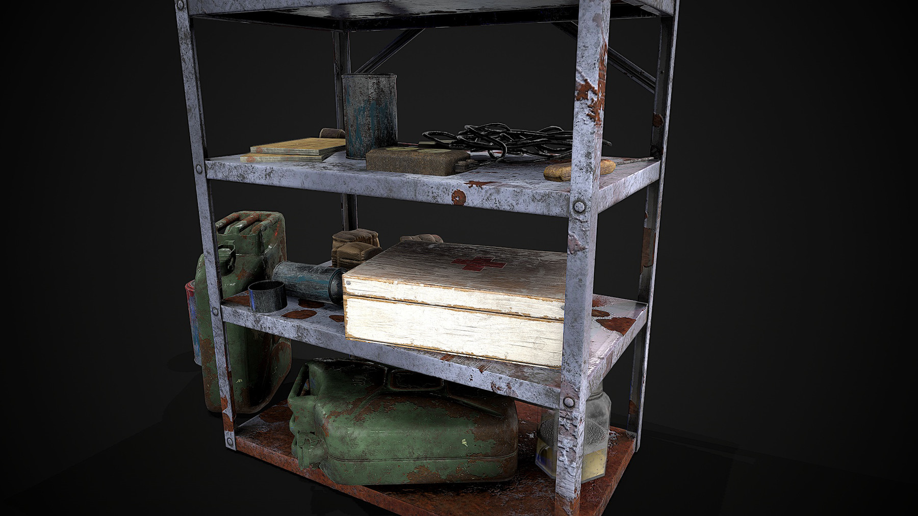 ArtStation - Metal Shelf Collection with garbage - Modular Game ready ...