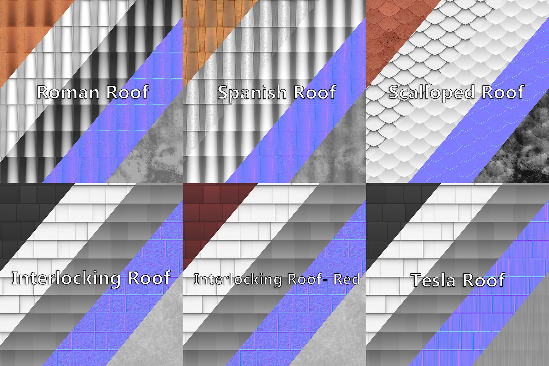 ArtStation - Archviz Roof tiles Pack | PBR compatible, 4K | Game Assets