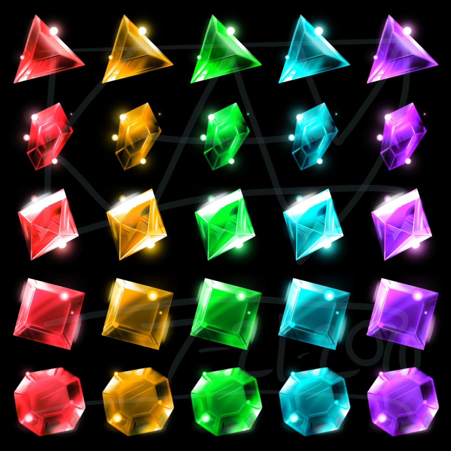 ArtStation - 50-Gem Icon Pack | Game Assets