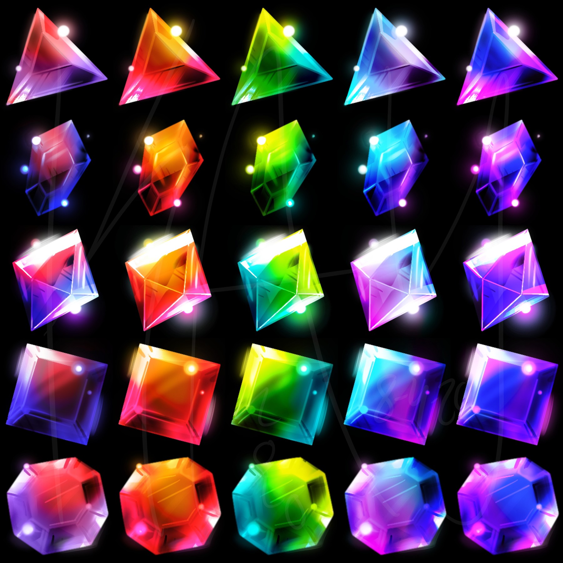 ArtStation - 50-Gradient-Gem Icon Pack | Game Assets