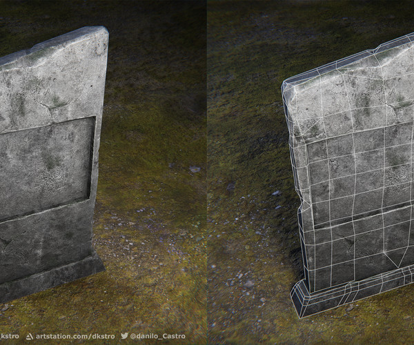 ArtStation - Tombstone | 4 Models | Low Poly | 4k Textures | Game Assets