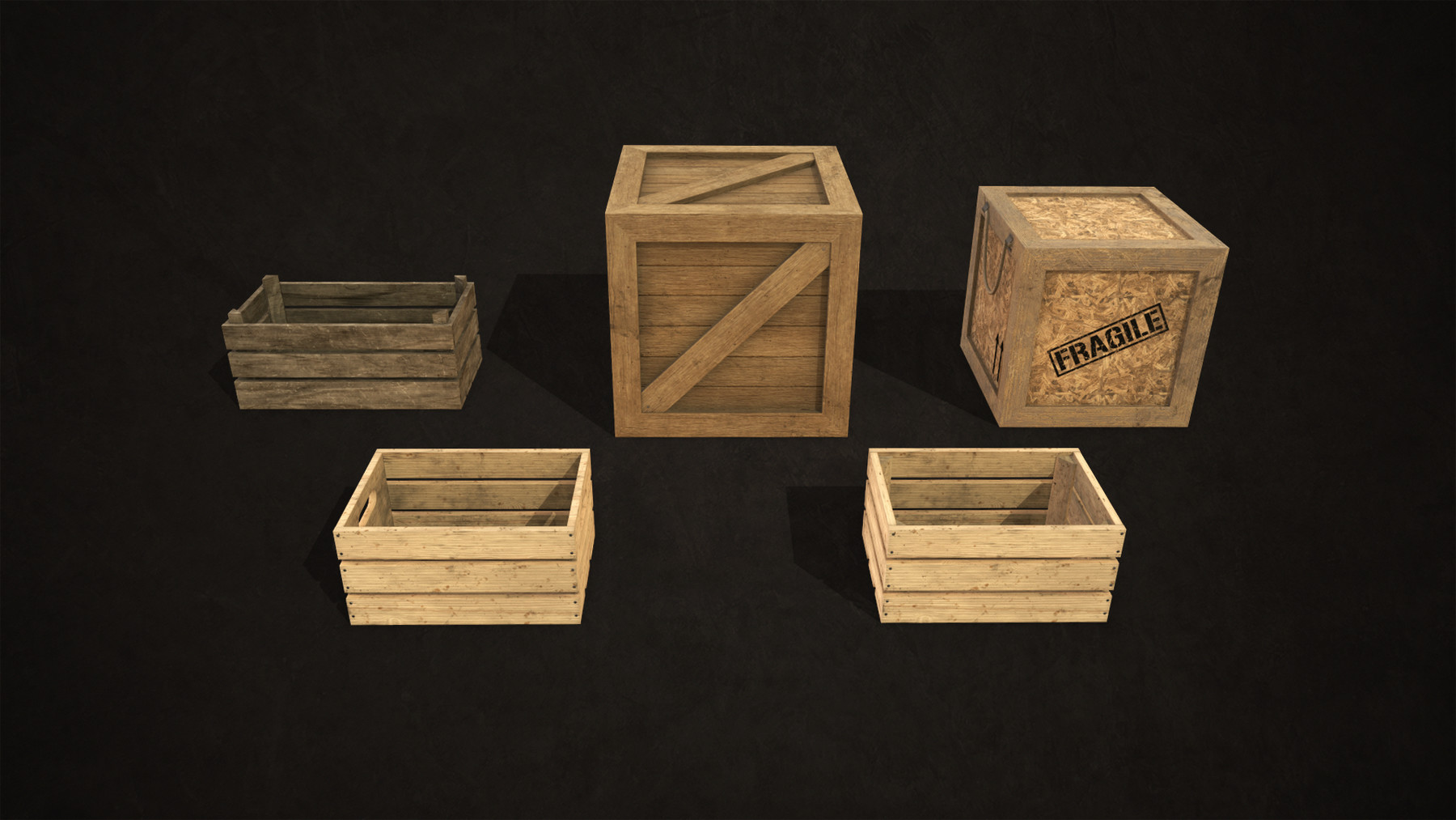 ArtStation - Wooden Crates - Low Poly | Game Assets