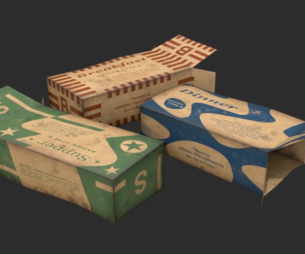 ArtStation - US K-Ration boxes End War WWII - Dirty version | Game Assets