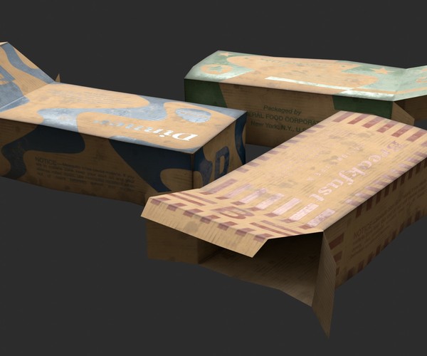 ArtStation - US K-Ration boxes End War WWII - Dirty version | Game Assets