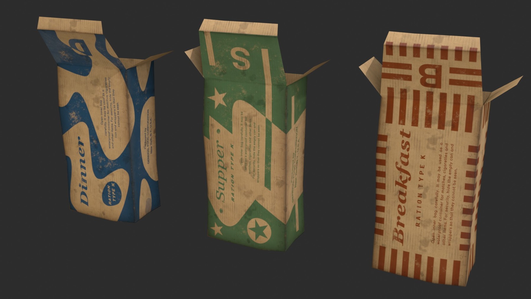 ArtStation - US K-Ration boxes End War WWII - Dirty version | Game Assets