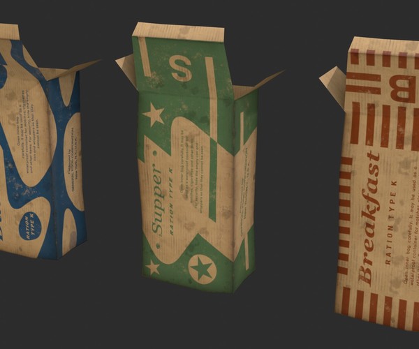 ArtStation - US K-Ration boxes End War WWII - Dirty version | Game Assets