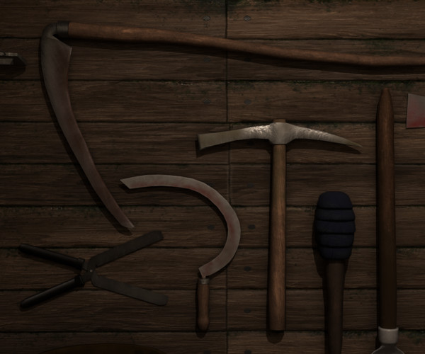 ArtStation - 13 farm horror low polly props with PBR textures | Game Assets